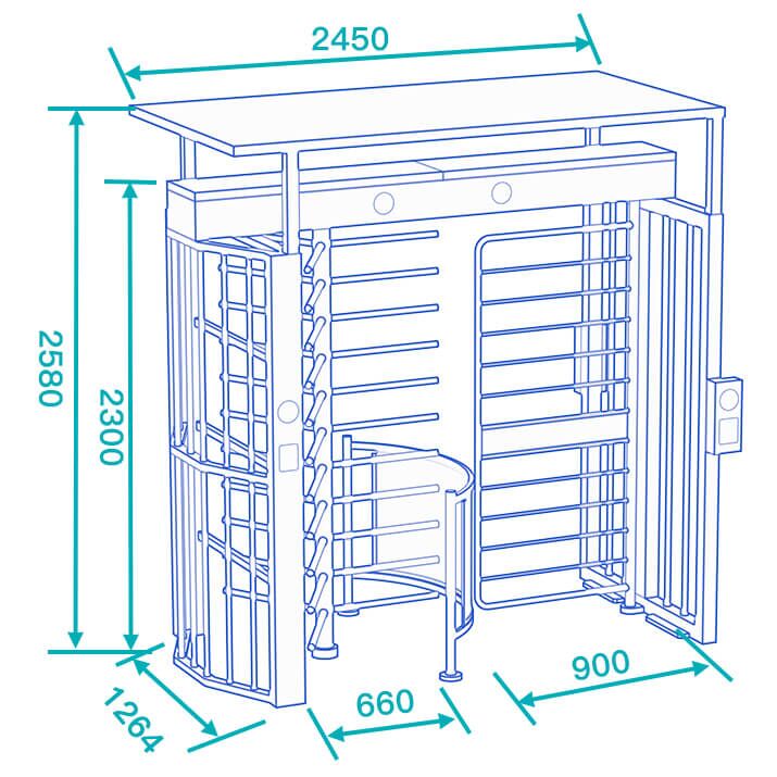 Canopy Full Height Turnstile With Wheelchair Gate DS408FS - Global ...